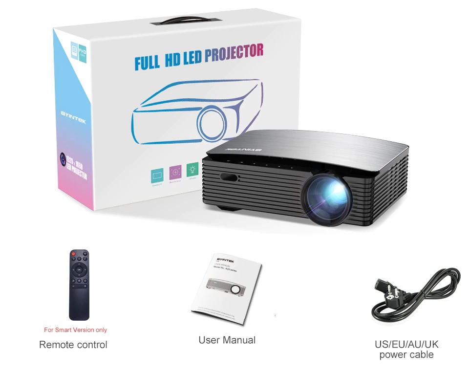 BYINTEK K25 Projector Full HD Android 9 WiFi Bluetooth Playstore