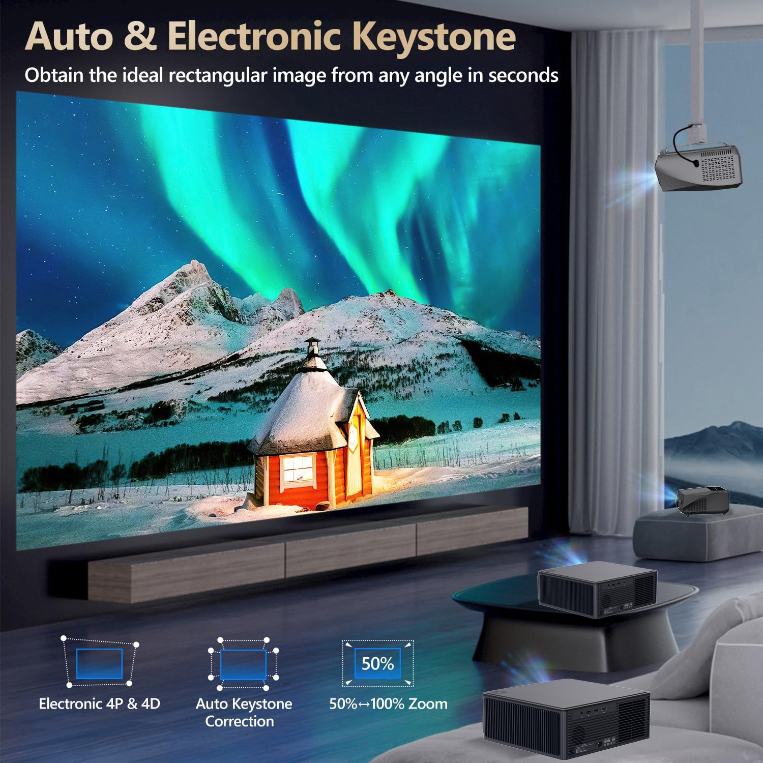 AUN M6 Auto Focus Projector Android 9 WiFi Bluetooth HDMI ARC