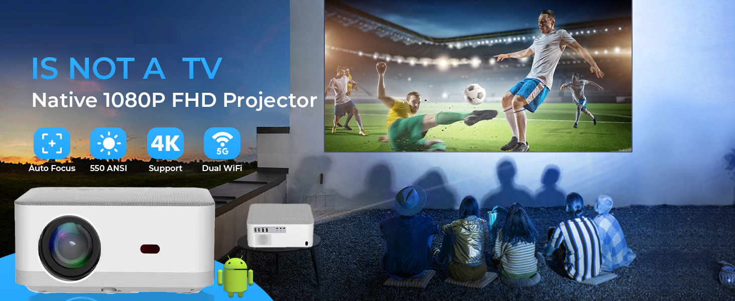 TOPTRO NeoSmart Auto Focus Projector Android 9 WiFi Bluetooth