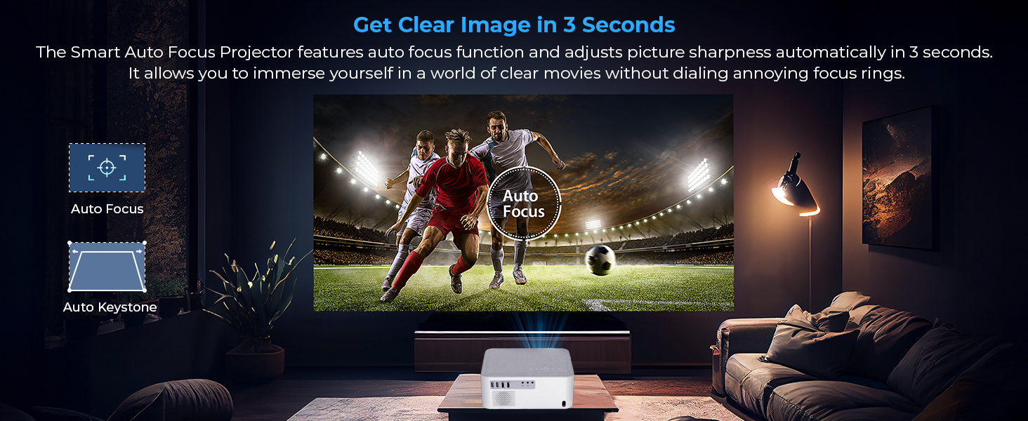 TOPTRO NeoSmart Auto Focus Projector Android 9 WiFi Bluetooth