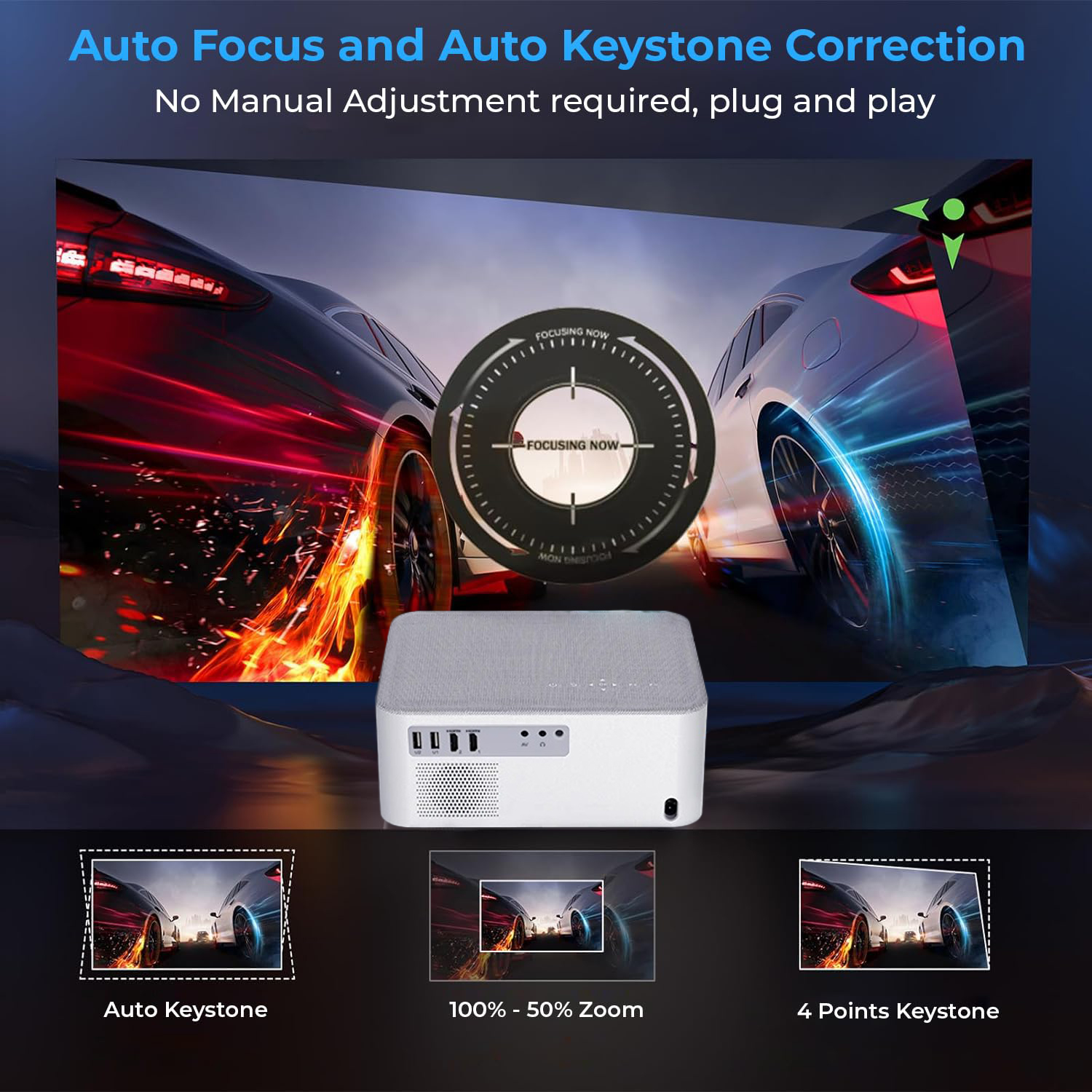 AUN NeoSmart Auto Focus Projector Android 9 WiFi Bluetooth