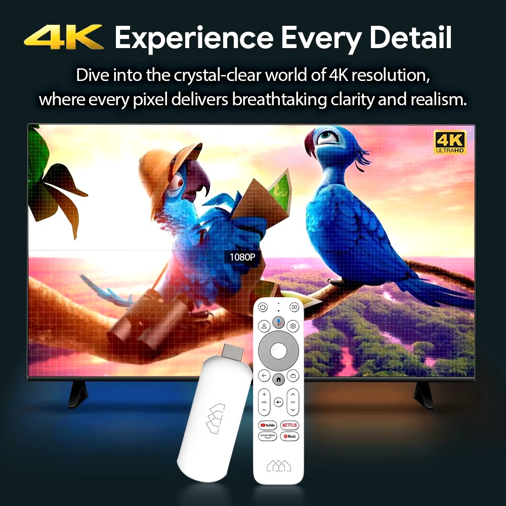Netflix & Android TV Certified 4K TV Stick for Projectors & TV