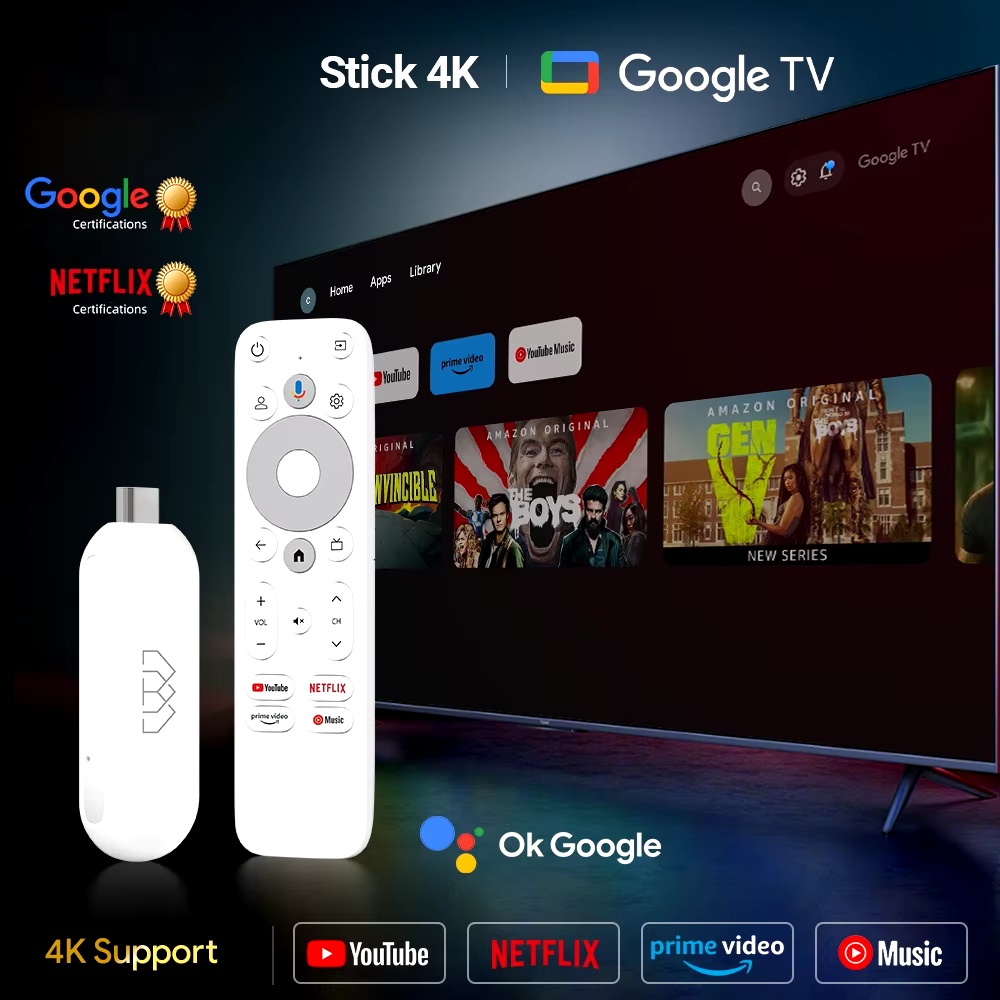 Netflix & Android TV Certified 4K TV Stick for Projectors & TV