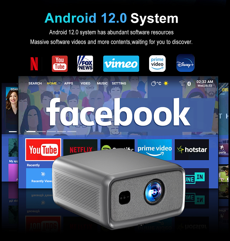 AUN Legend Pro Projector 4K HDR10 34000 Lumen Brightness