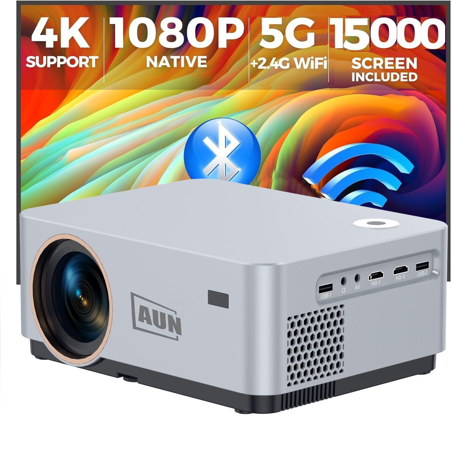 AUN Ultrapix Smart Projector 15000 Lumens, Android 11 Projector