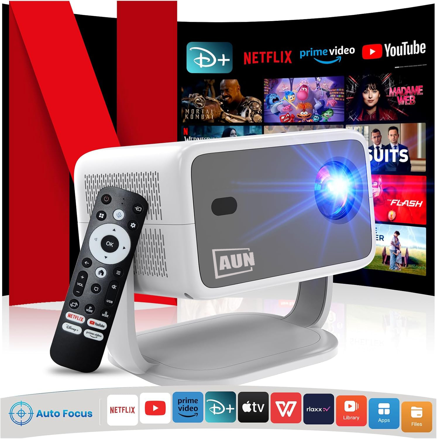 Netflix Certified AUN Power Smart Projector 14000 Lumen